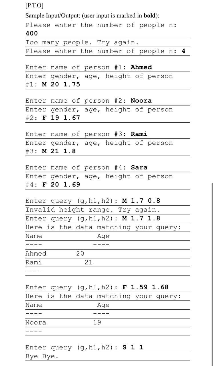 Solved Write a program that reads and maintains people's | Chegg.com