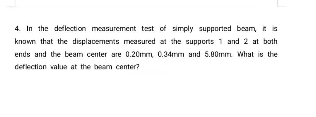 Solved 4. In the deflection measurement test of simply | Chegg.com