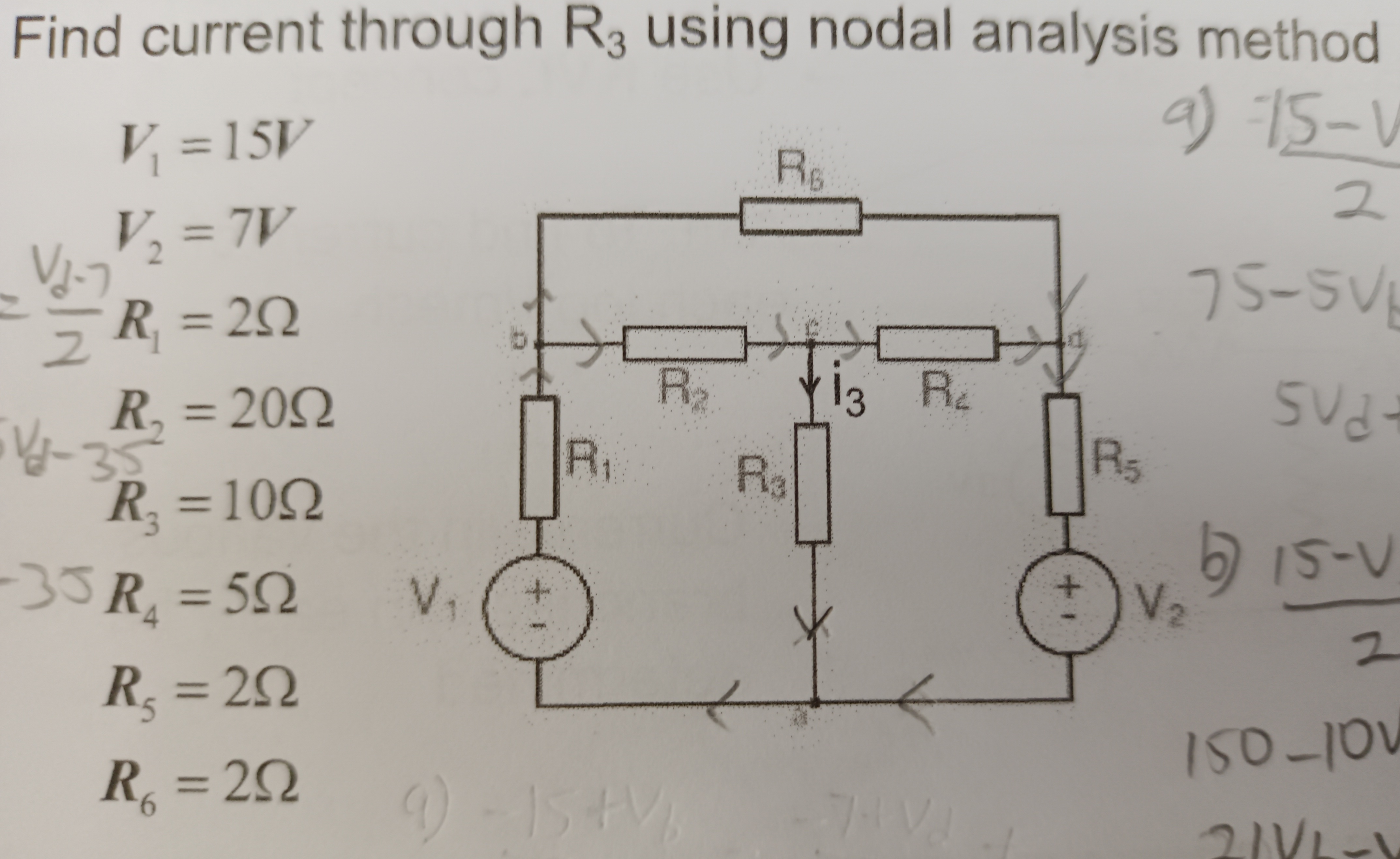 Solved Find current through R3 using nodal analysis method | Chegg.com
