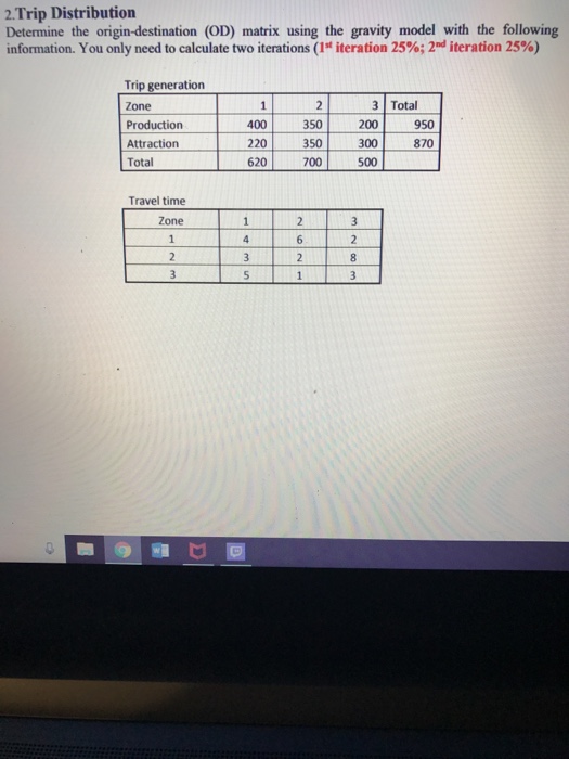 Solved 2.Trip Distribution Determine the origin-destination | Chegg.com