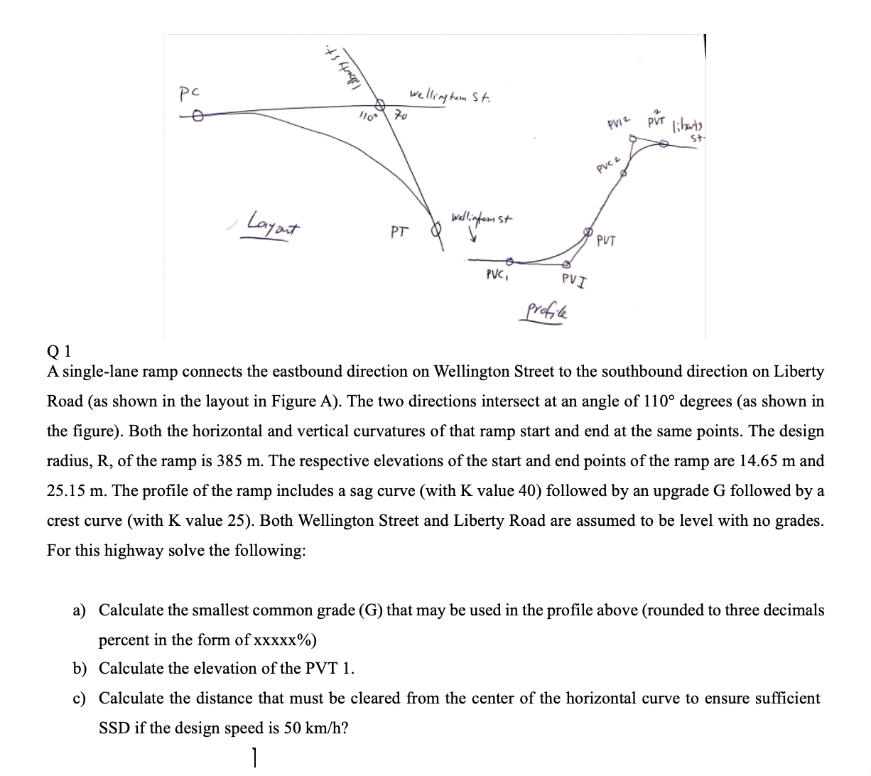 Solved Q 1A single-lane ramp connects the eastbound | Chegg.com