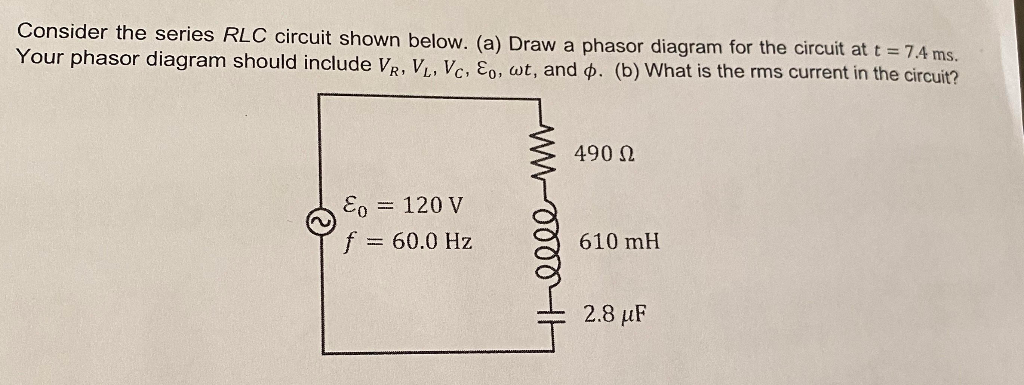 Solved Consider the series RLC circuit shown below. (a) Draw | Chegg.com