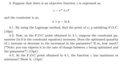 Solved 4. Suppose that there is an objective function 2 is | Chegg.com