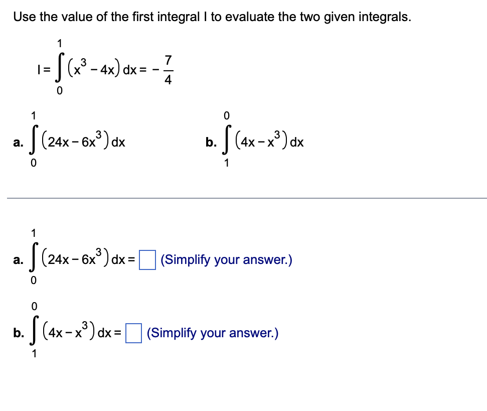 Solved Use the value of the first integral I to evaluate the | Chegg.com