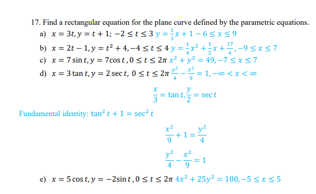 Solved 17 4 4 9 17. Find a rectangular equation for the | Chegg.com