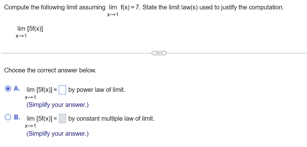 Solved Compute the following limit assuming limx→1f(x)=7. | Chegg.com