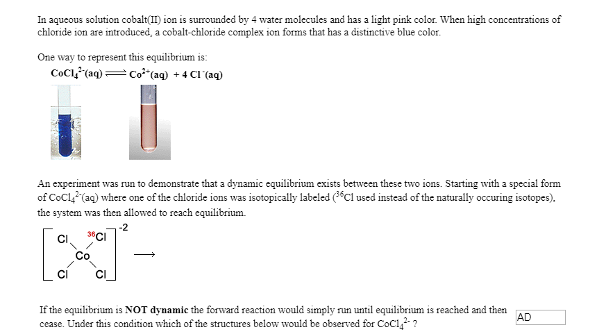 In aqueous solution cobalt(II) ion is surrounded by 4 | Chegg.com