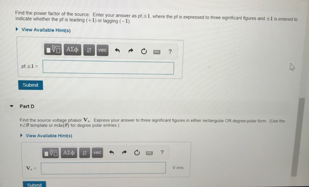 Solved Problem 4 Part A Review| Constants Find the phasor | Chegg.com