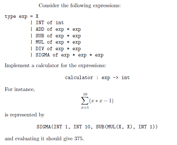 Consider the following expressions: * type exp = X | | Chegg.com