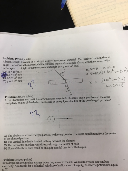 Solved A beam of light traveling in air strikes a slab of | Chegg.com