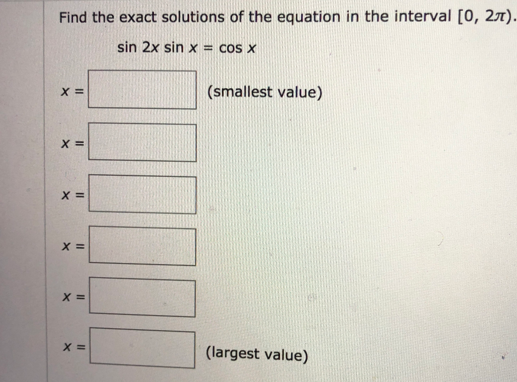 Solved Find the exact solutions of the equation in the | Chegg.com