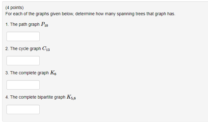 Solved (4 ﻿points)For each of the graphs given below, | Chegg.com
