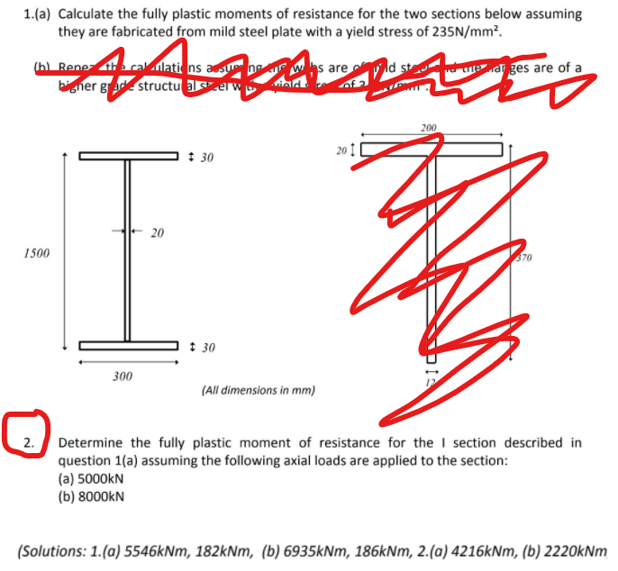 1.(a) Calculate the fully plastic moments of | Chegg.com