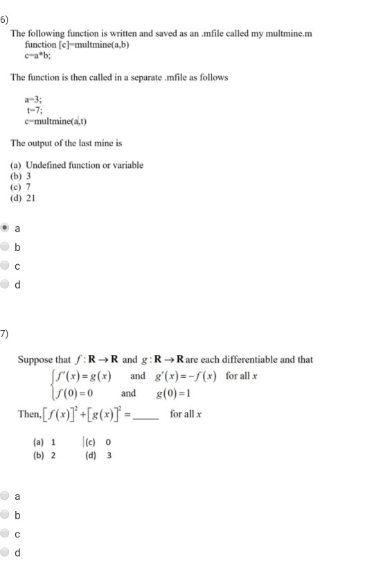 Solved 6) The following function is written and saved as an | Chegg.com