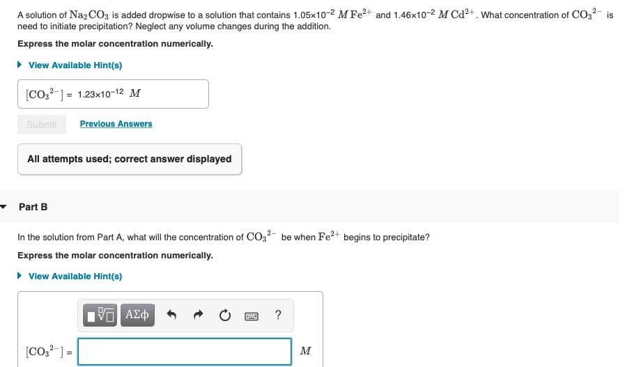 Solved A solution of Na2CO3 is added dropwise to a solution | Chegg.com
