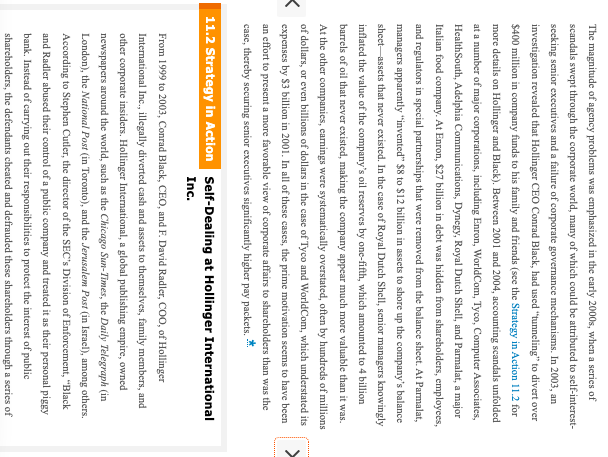 Solved Chapter 11 section 11-3 discusses agency theory and | Chegg.com