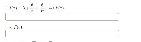 Solved find derivative of f(x)=3+8x+6x2, | Chegg.com