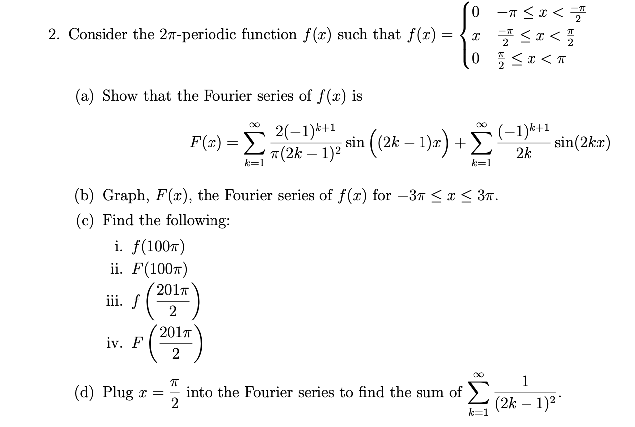 Solved Consider the 2π-periodic function f(x) such that | Chegg.com