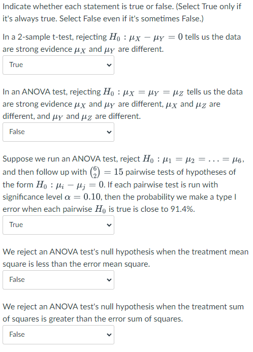 Solved Indicate whether each statement is true or false. | Chegg.com