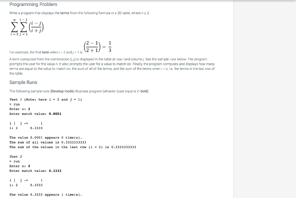 Solved Programming Problem Write a program that displays the | Chegg.com