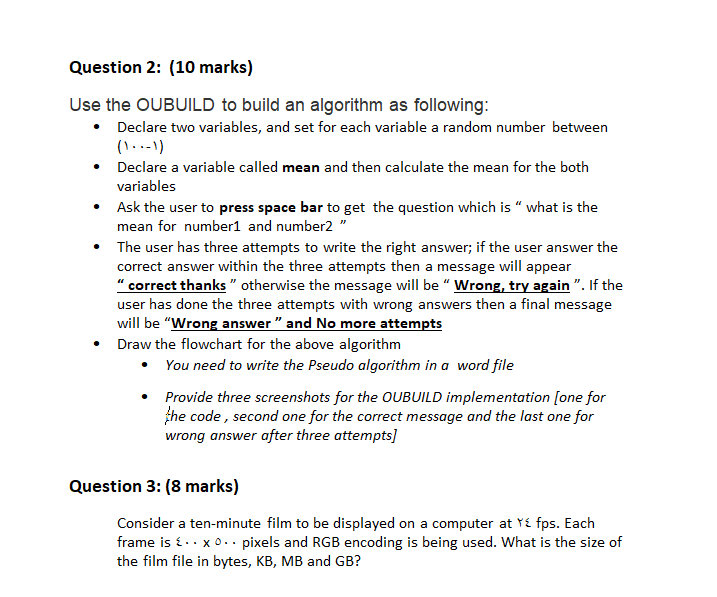 Solved Use the OUBUILD to build an algorithm as following: - | Chegg.com Solved Use the OUBUILD to build an algorithm as following: - | Chegg.com