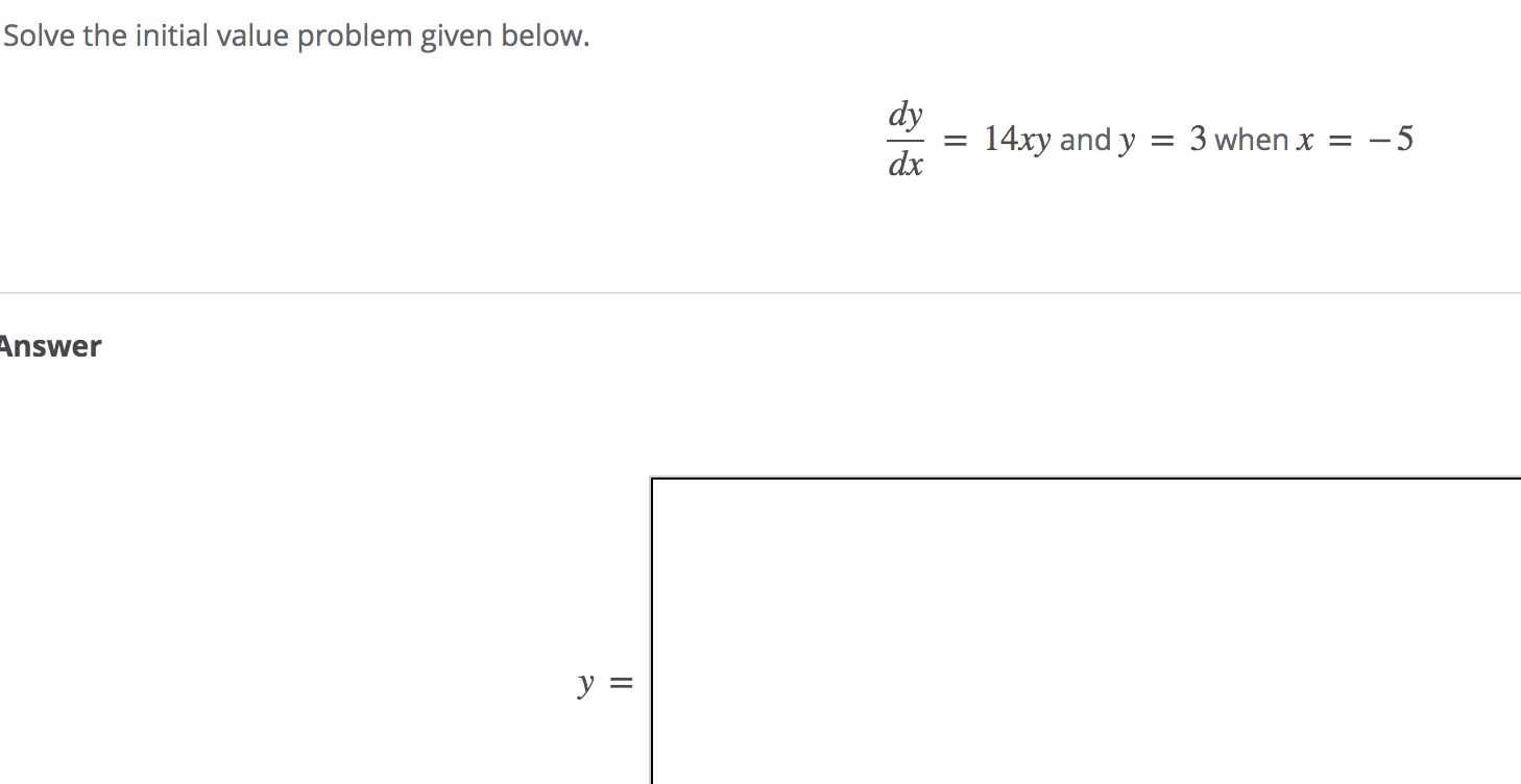 Solved Solve The Initial Value Problem Given Below Dy Dx Chegg
