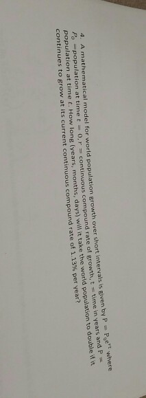 Solved Amathematical model for world population growth over | Chegg.com
