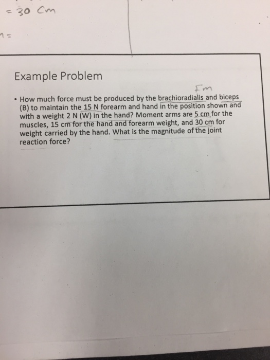 =30cm Example Problem How much force must be produced | Chegg.com