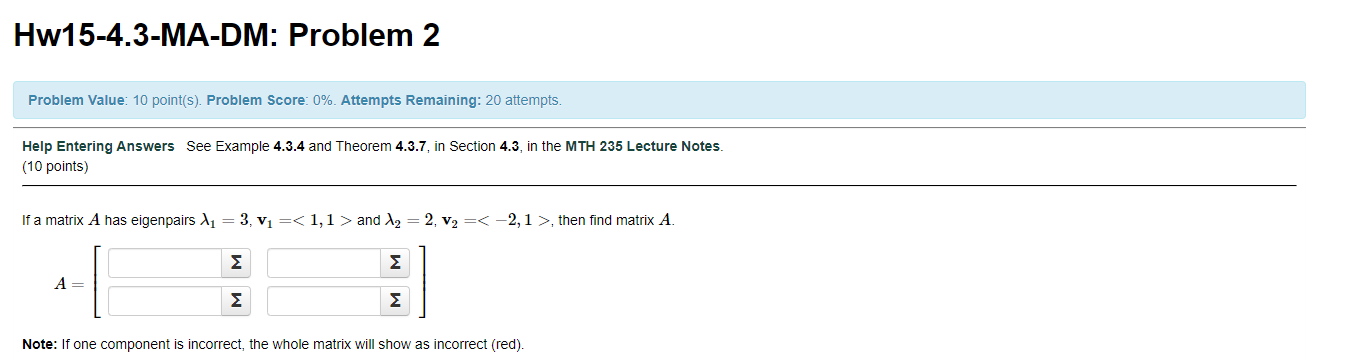 Solved Hw15-4.3-MA-DM: Problem 2 Problem Value: 10 point(s). | Chegg.com