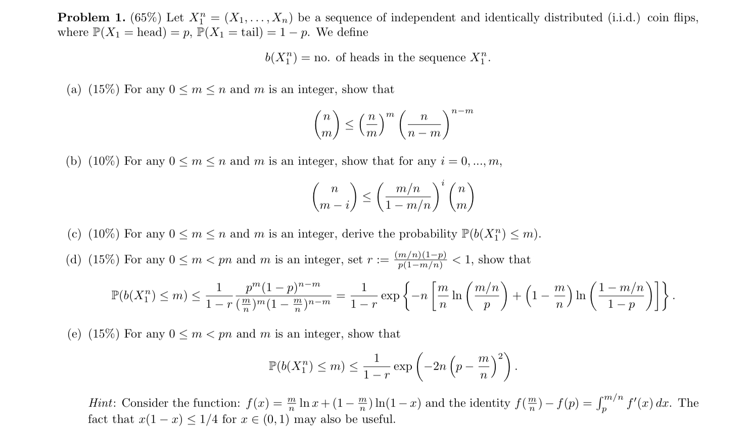 Solved Problem 1. (65%) ﻿Let x1n=(x1,dots,xn) ﻿be a sequence | Chegg.com