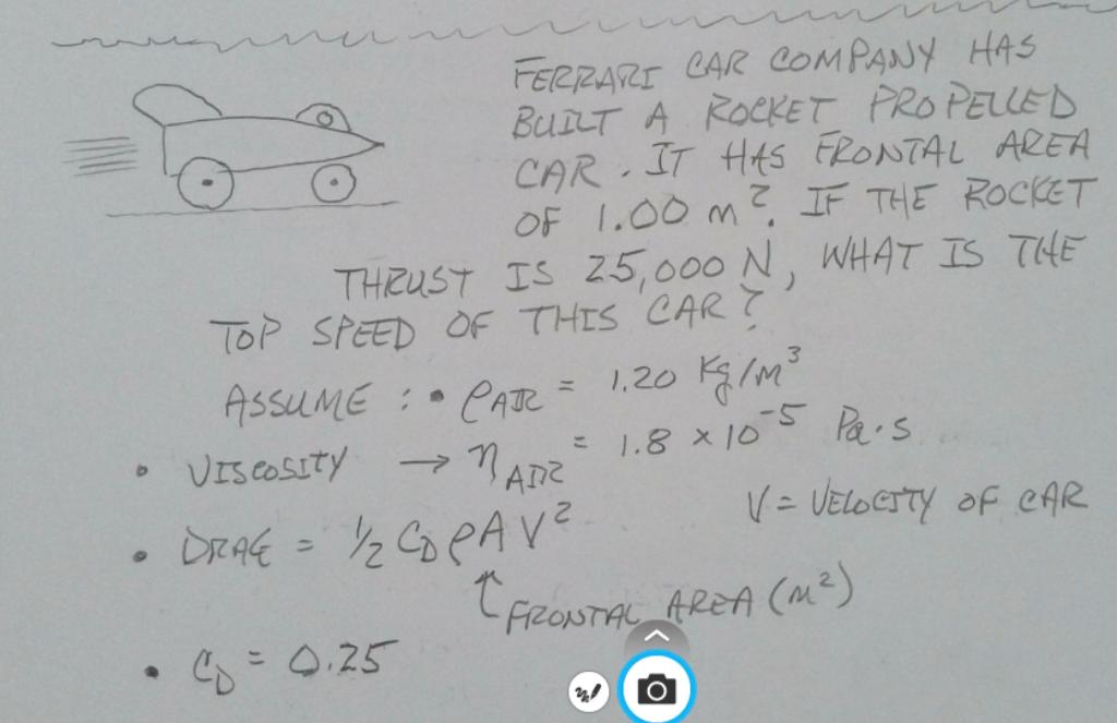 Solved o FERRARI CAR COMPANY HAS BUILT A ROCKET PROPELLED | Chegg.com