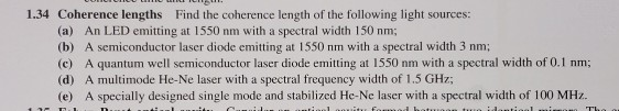 Solved 1.34 Coherence lengths Find the coherence length of | Chegg.com