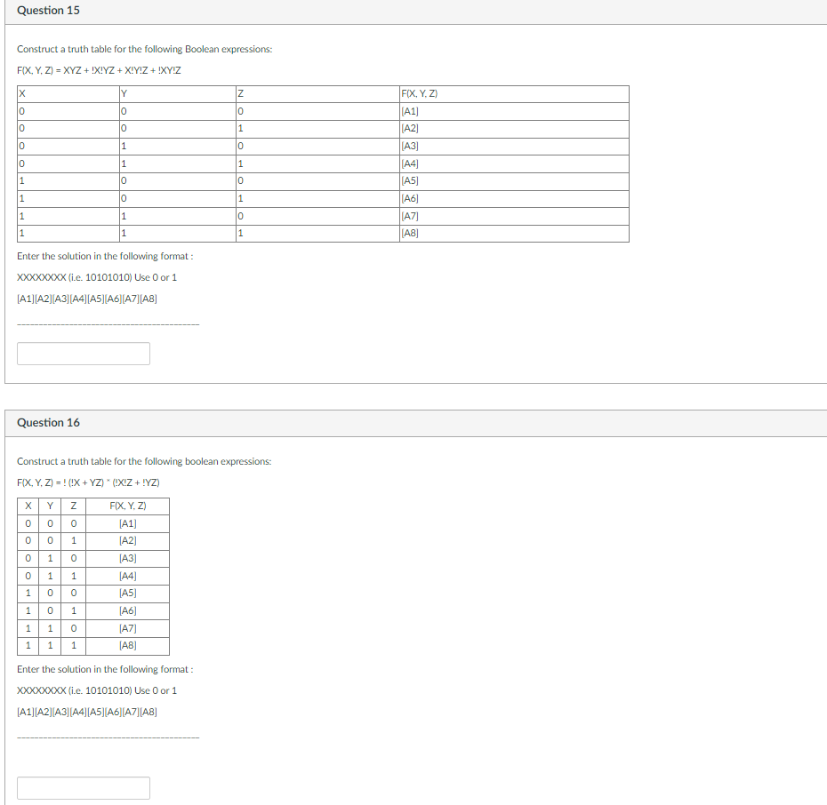 Solved Construct a truth table for the following Boolean | Chegg.com