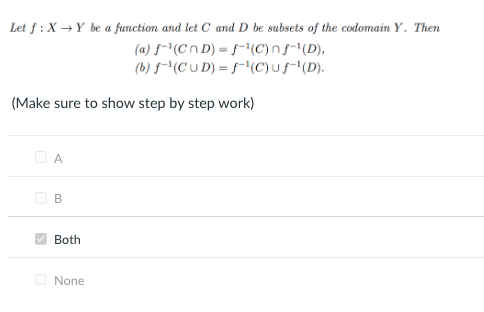 Solved Let f:x→Y be ﻿a function and let C ﻿and D be ﻿subsets | Chegg.com