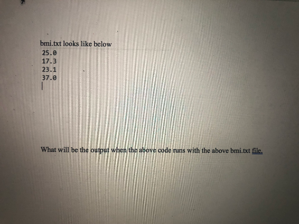 Solved int main( float bmi; ifstream inFile | Chegg.com