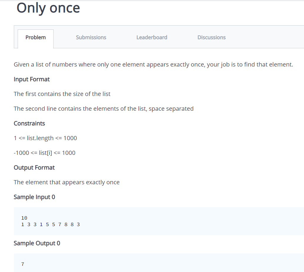Solved Given a list of numbers where only one element | Chegg.com