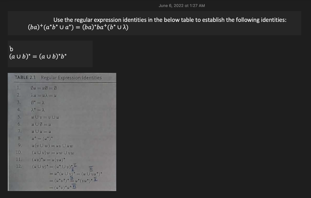 Solved June 6, 2022 at 1:27 AM Use the regular expression | Chegg.com