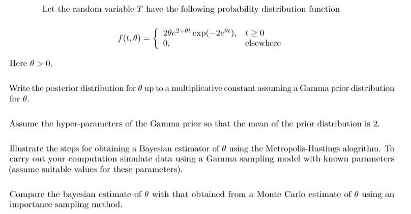 Let the random variable T have the following | Chegg.com