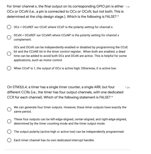 Solved For timer channel x, the final output on its | Chegg.com
