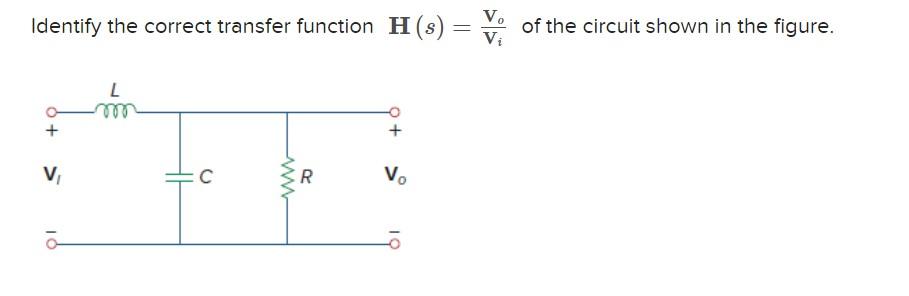 V. Identify the correct transfer function H(s) = of | Chegg.com