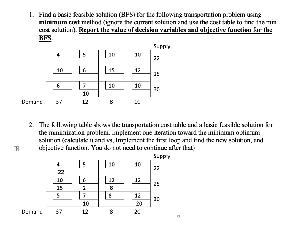 Solved 1. Find a basic feasible solution (BFS) for the | Chegg.com