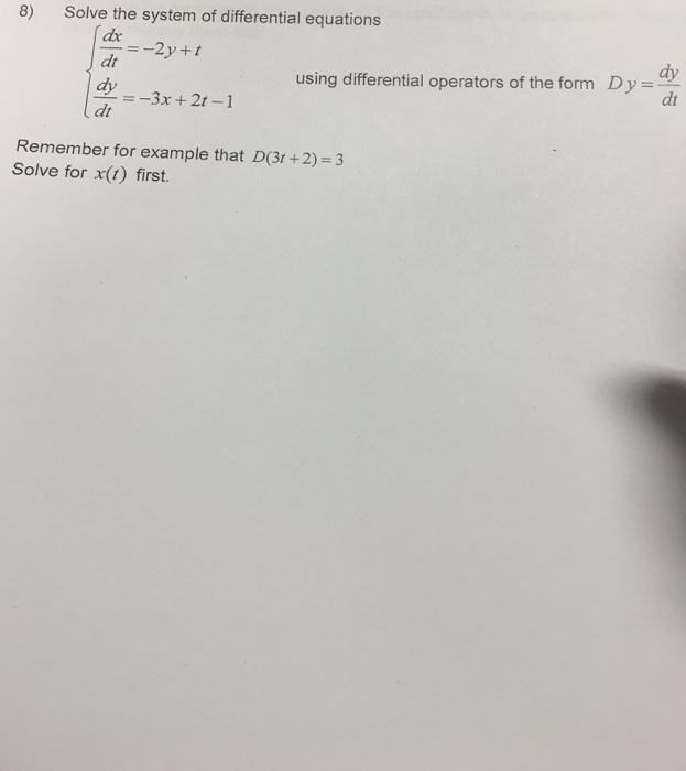 Solved Solve the system of differential equations {dx/dt = | Chegg.com