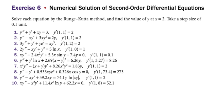 Solved Exercise 6. Numerical Solution of Second-Order | Chegg.com