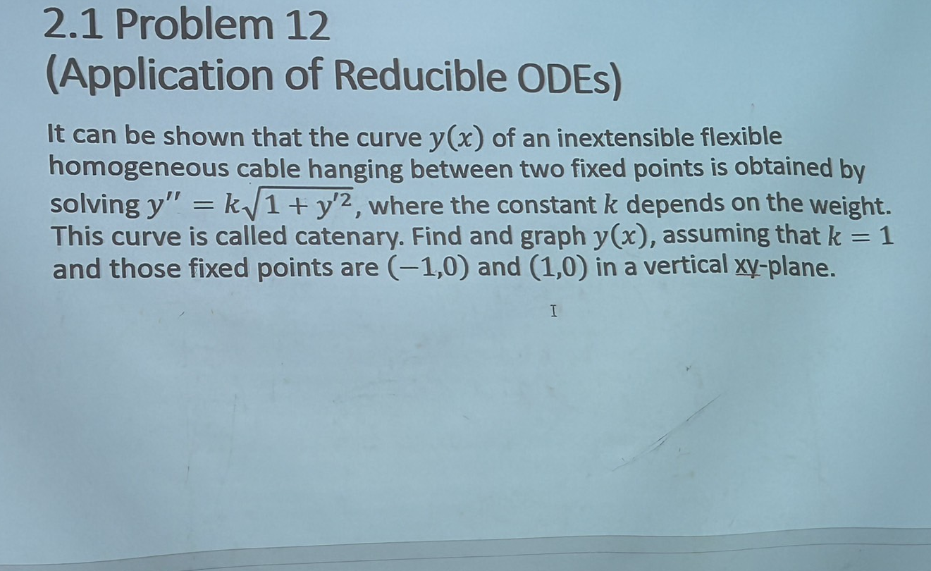 Solved (Application of Reducible ODEs) It can be shown that | Chegg.com