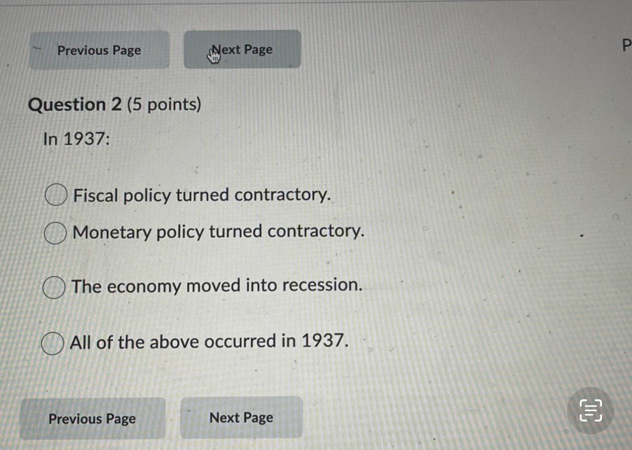 Solved Previous Page Next Page Р Question 2 (5 points) In | Chegg.com