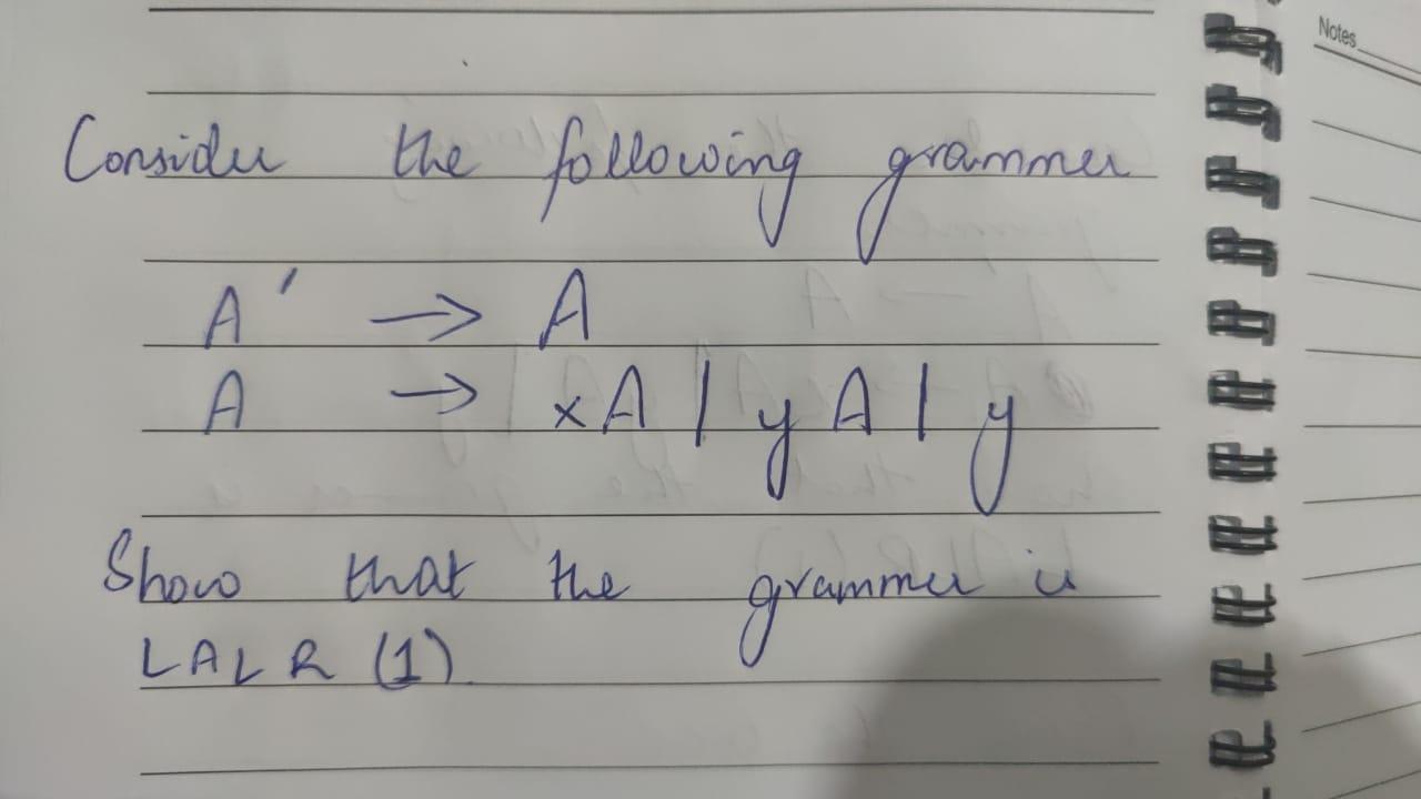 Solved Considur the following grammer A′→AA→×A∣yA∣y Show | Chegg.com