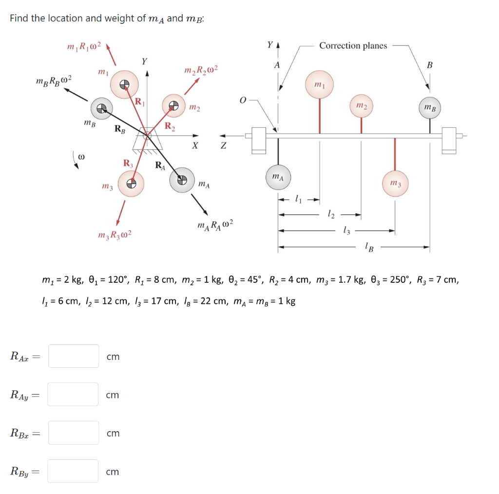 Solved Find the location and weight of mA and mB : m1=2 | Chegg.com