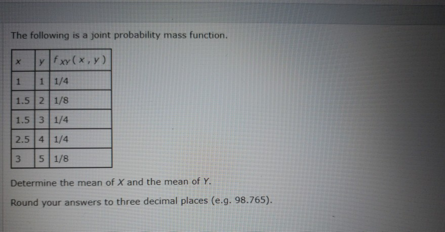 Solved The following is a joint probability mass function. 1 | Chegg.com