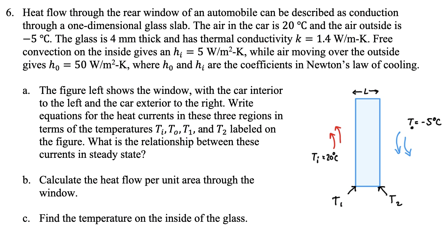 Solved 6. Heat flow through the rear window of an automobile | Chegg.com