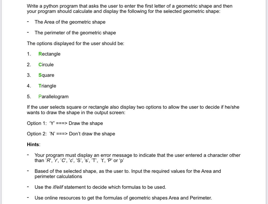Solved Write a python program that asks the user to enter | Chegg.com